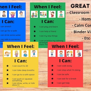 Self-regulation Zones Posters, Feelings Chart for Kids, Calming Corner ...