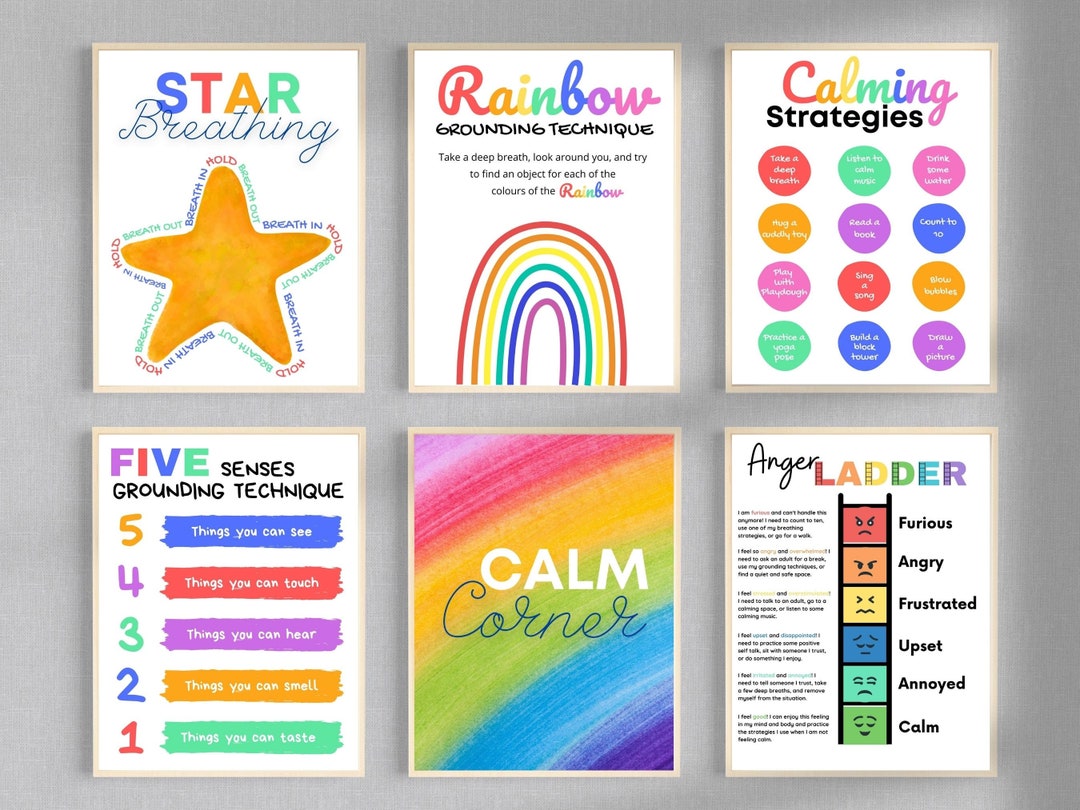 Calming Corner Set of 6 Strategy Posters, School Counselor Office Decor ...