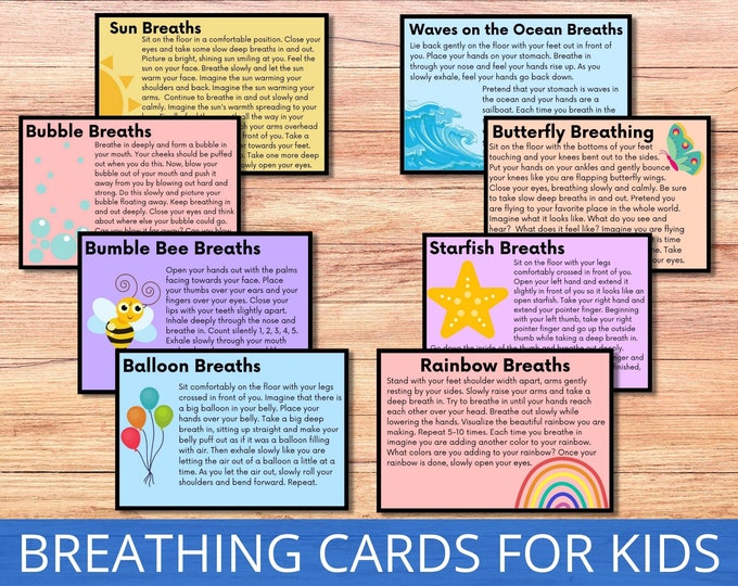 Breathing Cards for Kids Deep Breathing Exercises - Etsy Canada