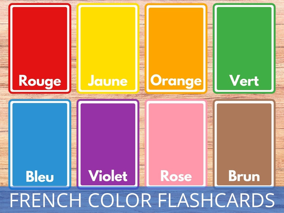 FRENCH COLORS PRINTABLE Flashcards, Basic French Vocabulary, France ...
