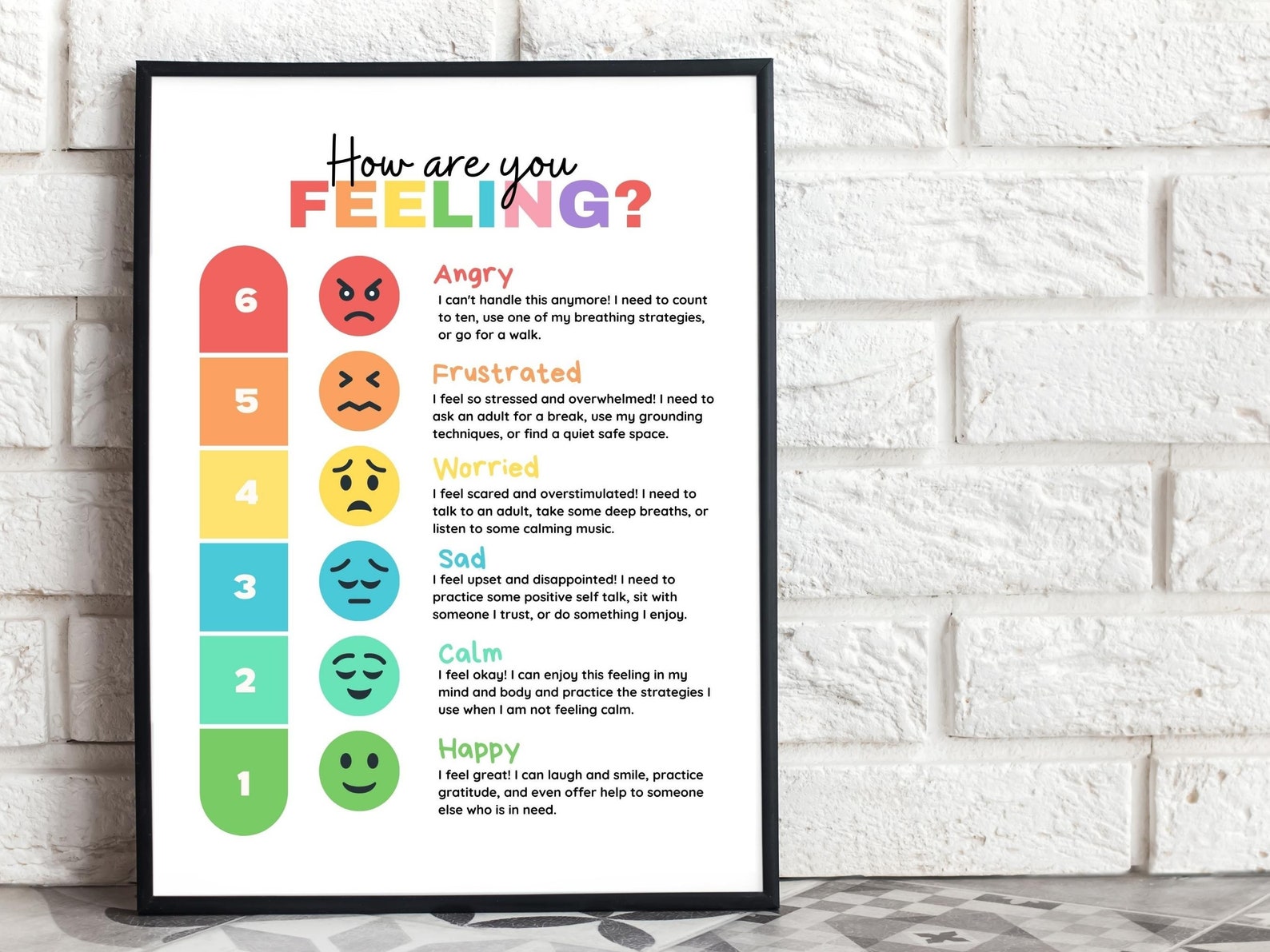 Feelings Chart Calming Corner Classroom Decor Emotions | Etsy