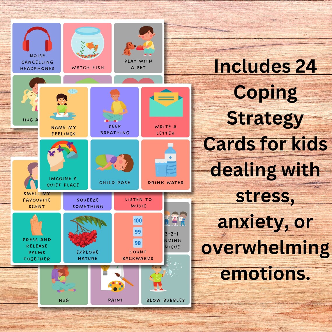 Coping Skills Cards for Kids, Mindfulness Cards, Calming Down Corner ...