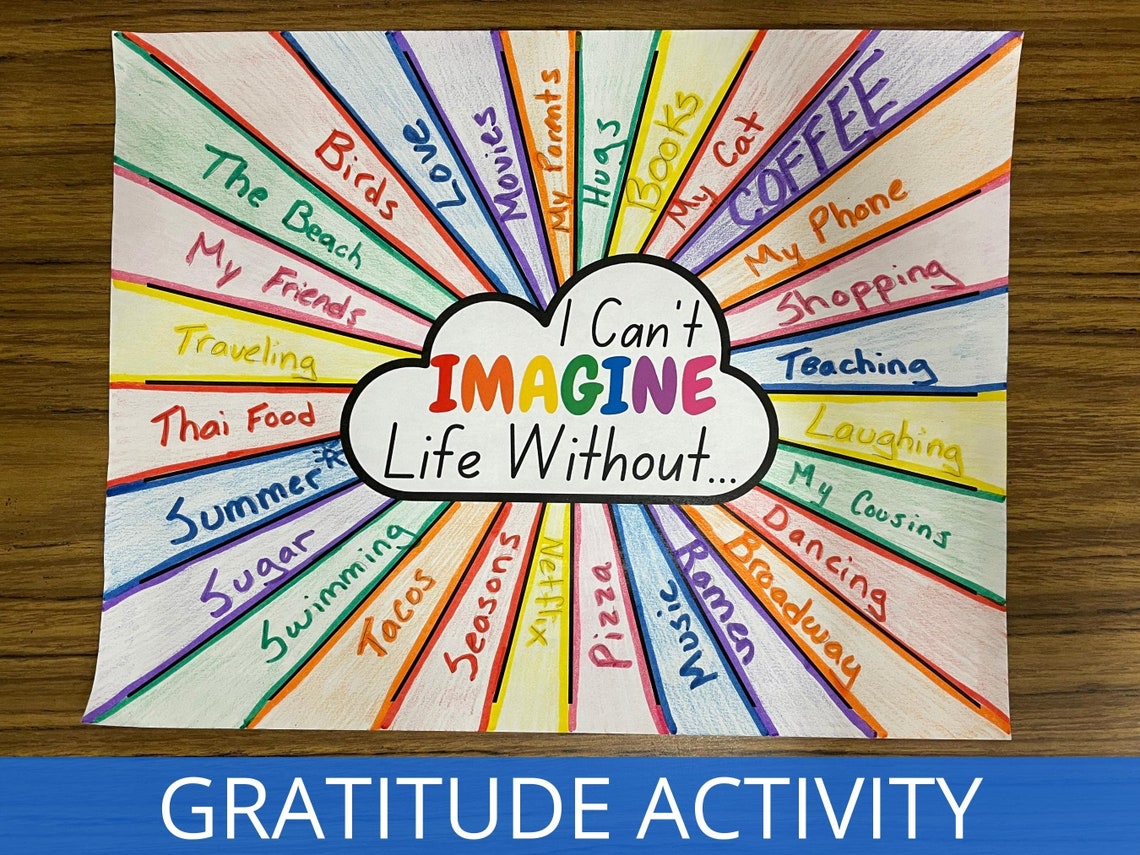 Gratitude Activity Mental Health Worksheet Mindfulness - Etsy