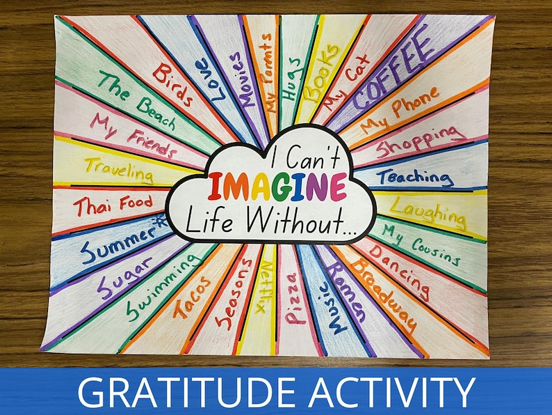 Gratitude Activity Mental Health Worksheet Mindfulness - Etsy