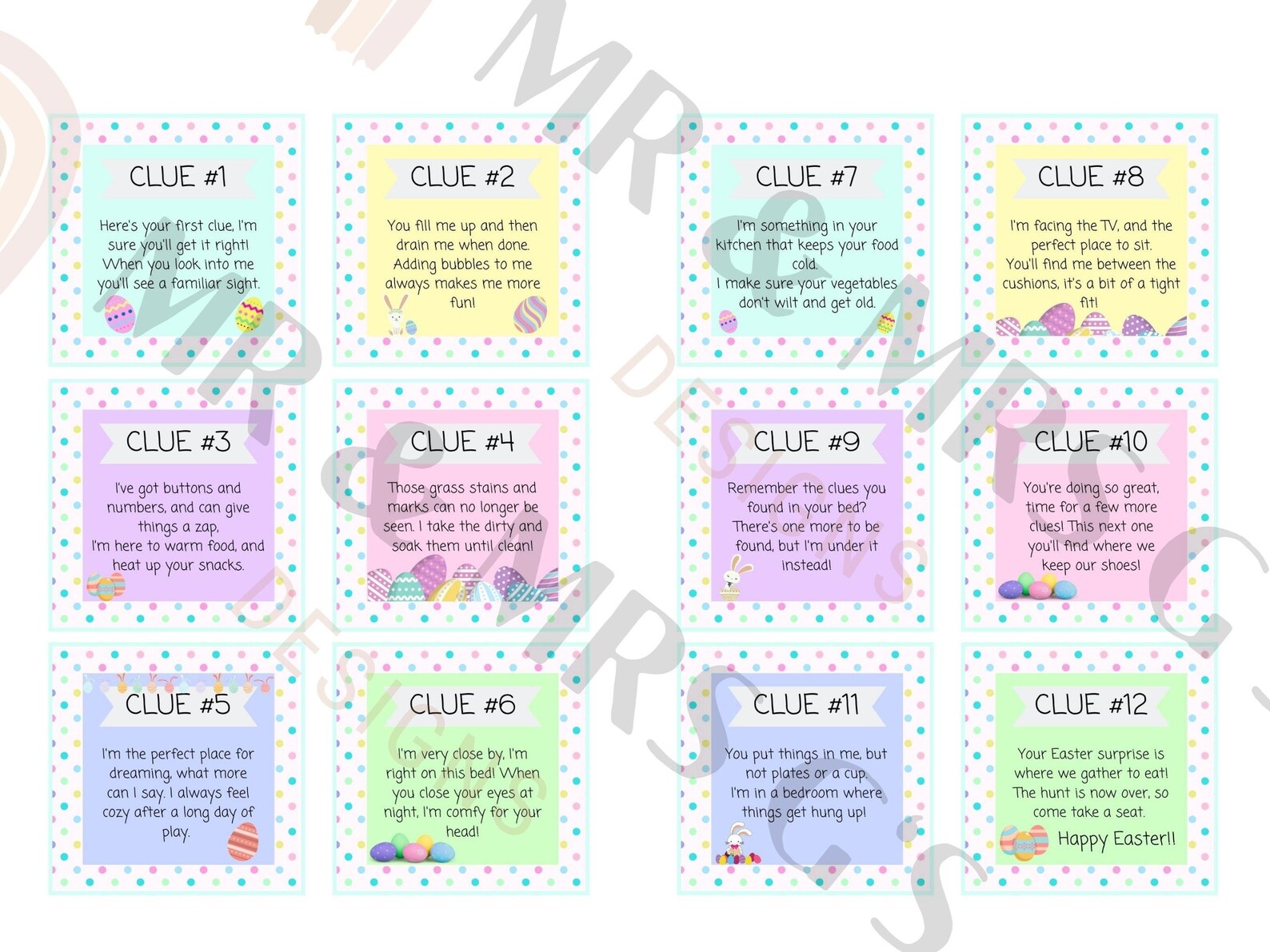 Easter Scavenger Hunt Printable, Indoor Scavenger Hunt Clues, Easter ...