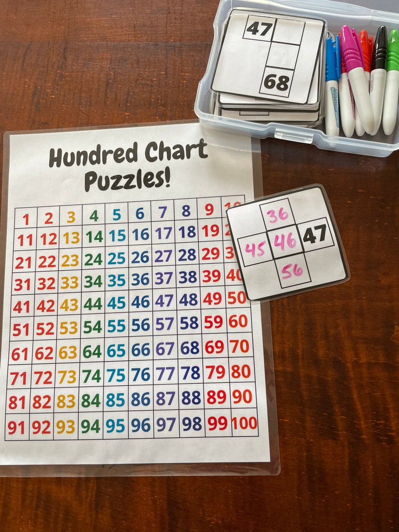 Hundreds Chart Math Game Skip Counting Puzzle Number Line | Etsy