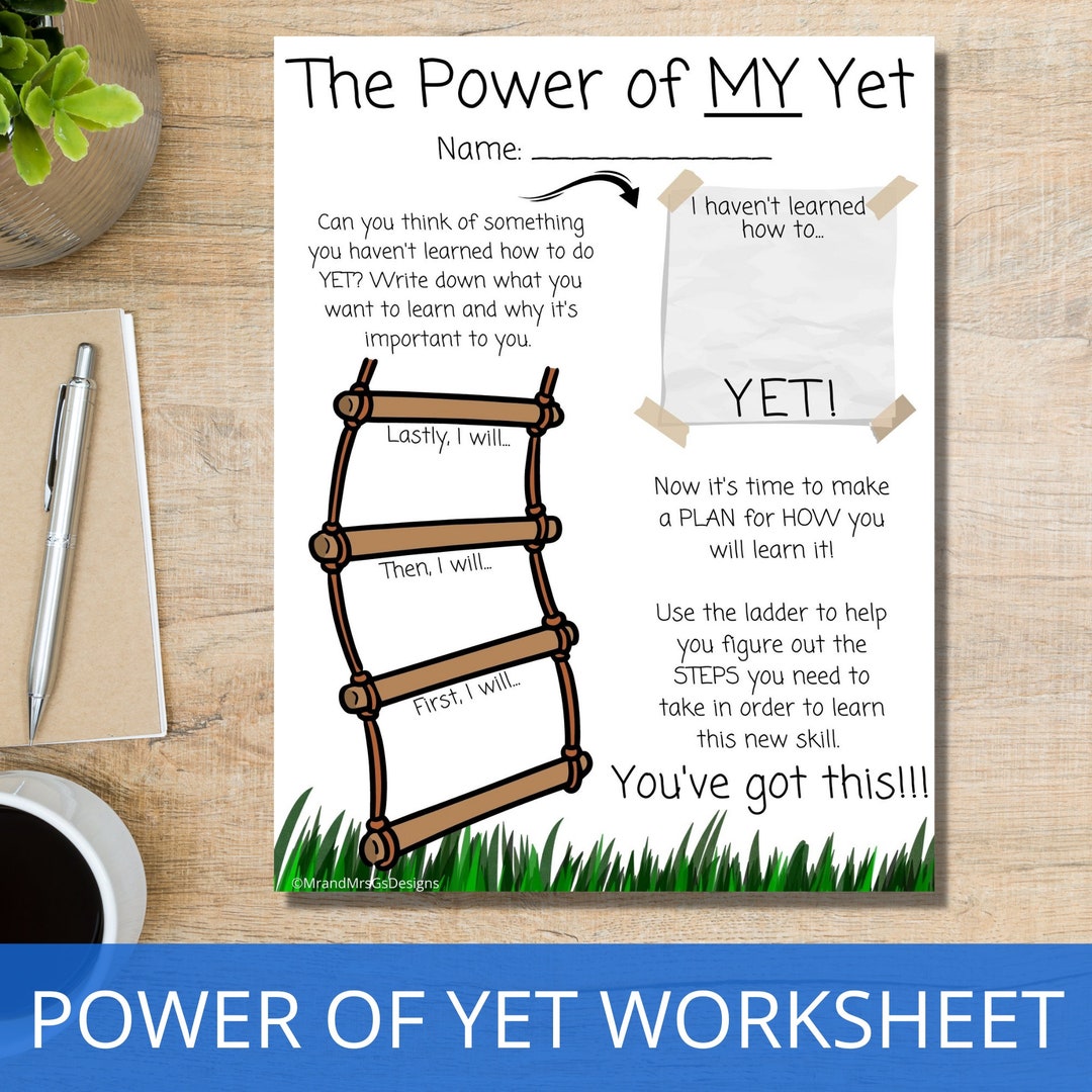 Power of yet Worksheet, Growth Mindset, Challenging Negative Thinking ...