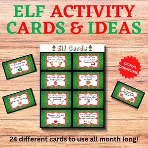 Easy Elf Idea Cards, Elf Printable Activity Cards, Elf Game Printable ...