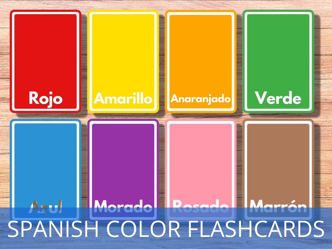 SPANISH COLORS PRINTABLE Flashcards, Basic Spanish Vocabulary, Spanish ...