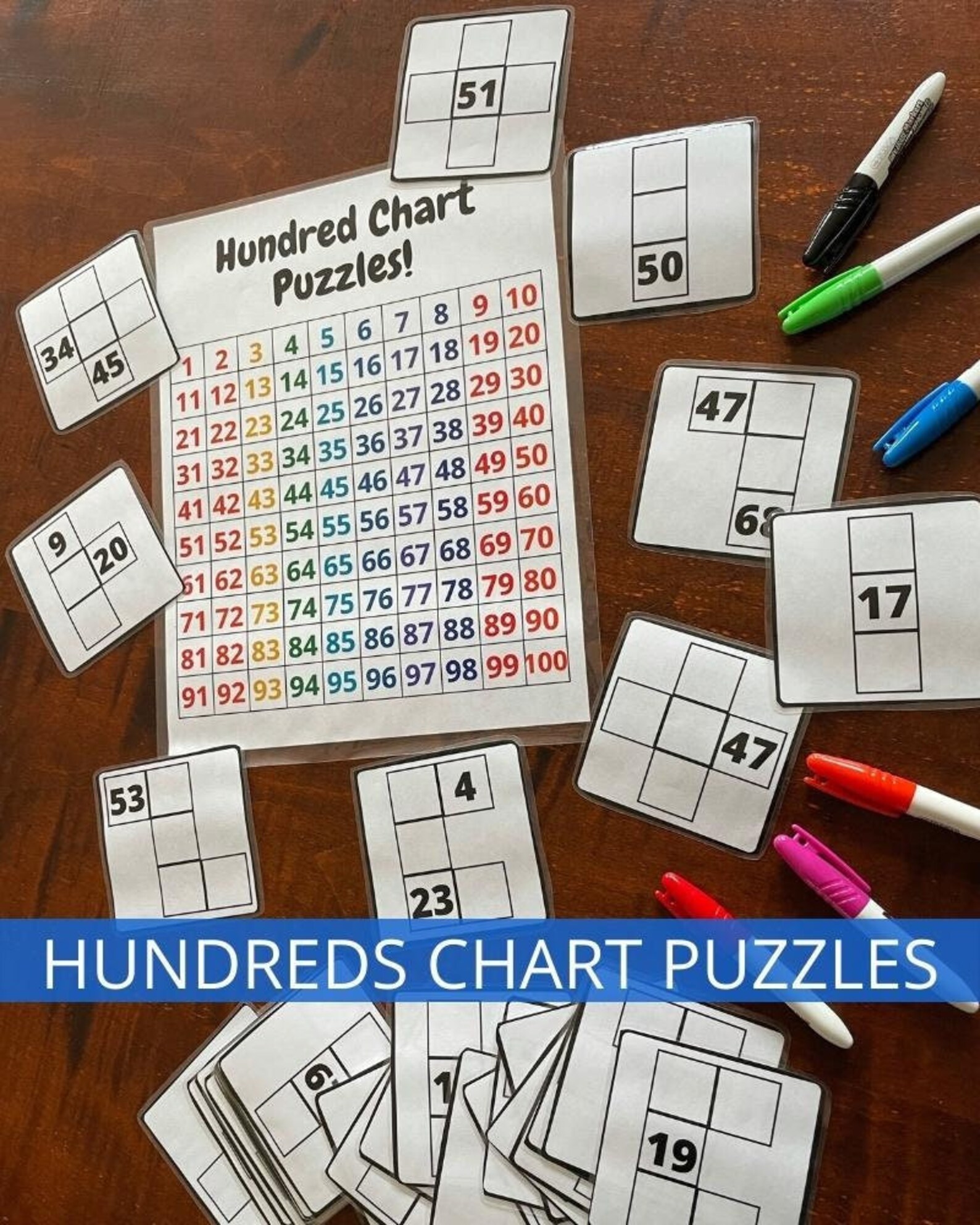 Hundreds Chart Math Game Skip Counting Puzzle Number Line - Etsy