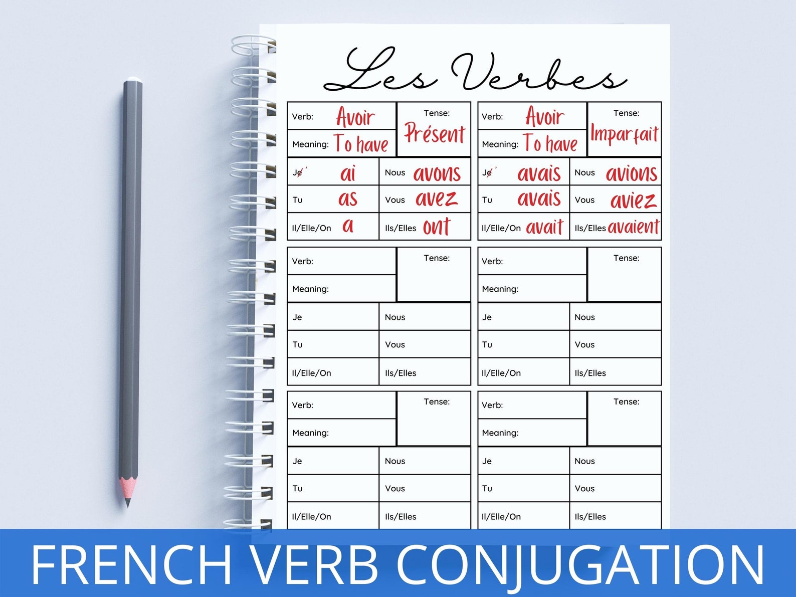French Verb Conjugation Practice French Worksheet French | Etsy