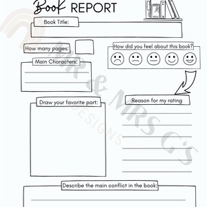 Book Report - Book Review - Printable Book Report - Reading Worksheet ...