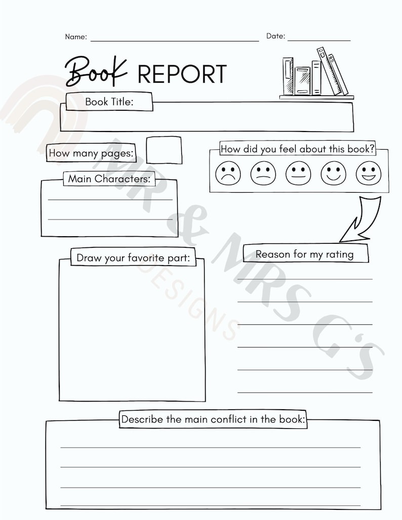 Book Report - Book Review - Printable Book Report - Reading Worksheet ...