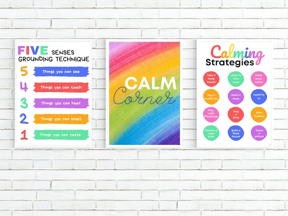 Calming Corner Set of 3 Strategy Posters Feelings Chart | Etsy