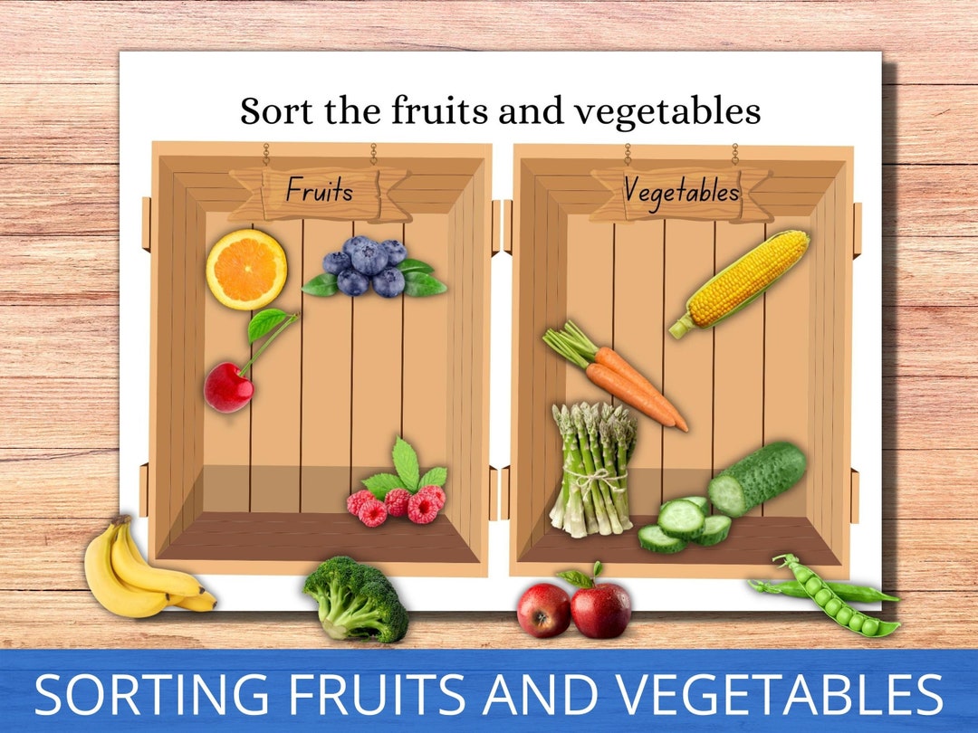 Sorting Fruits and Vegetables, Busy Binder Printable, Toddler Busy Book ...