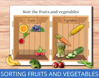 Fruits and Vegetables Sorting Activity Toddler Matching Game Busy Book ...