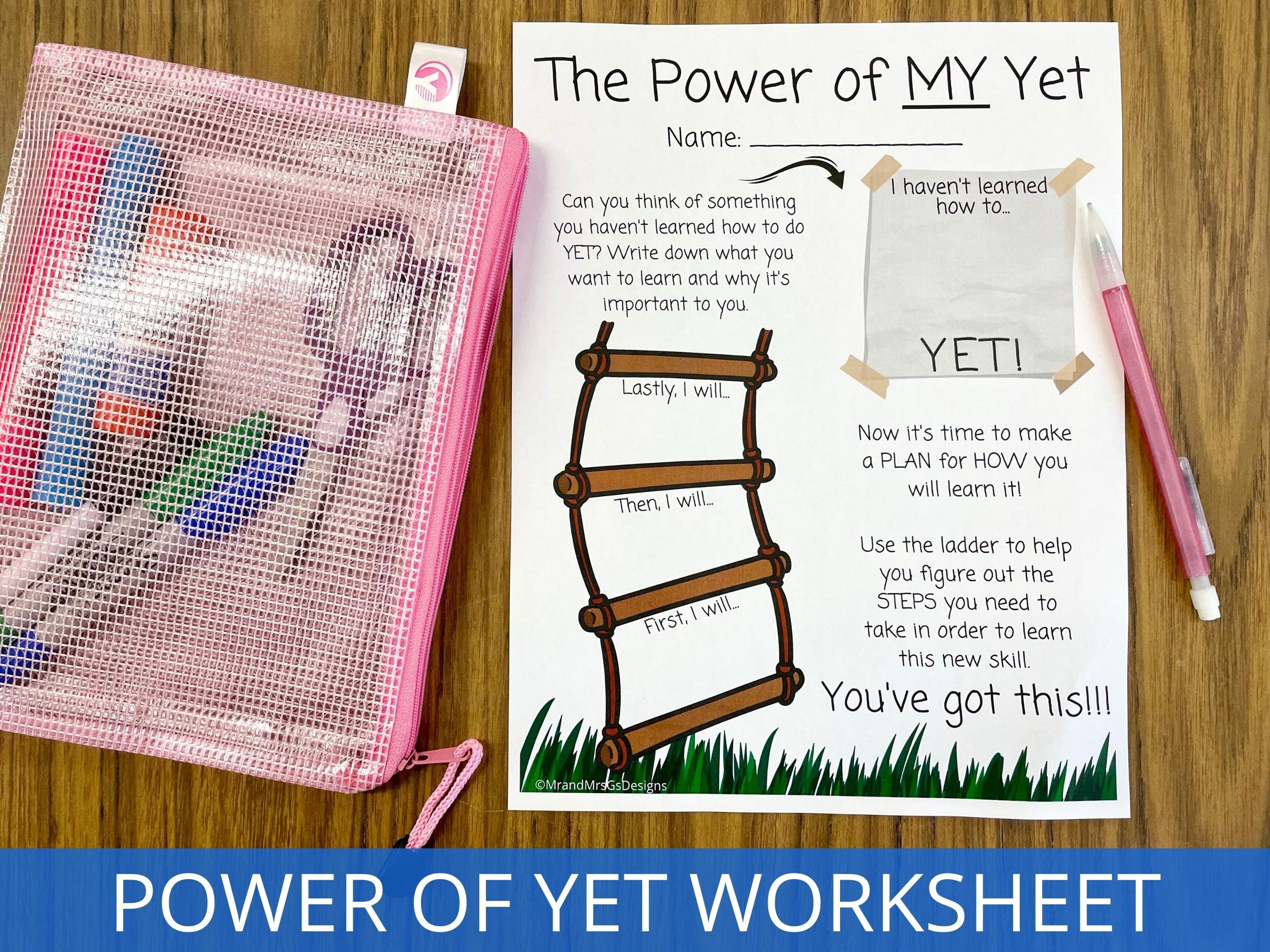 Power of yet Worksheet Growth Mindset Challenging Negative | Etsy