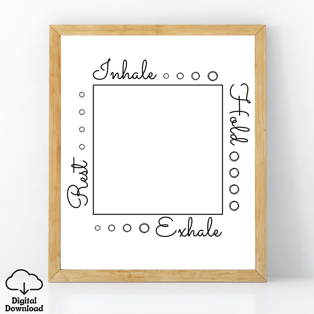 Box Breathing Technique Poster, Mindful Breathing Exercise, Self Care ...