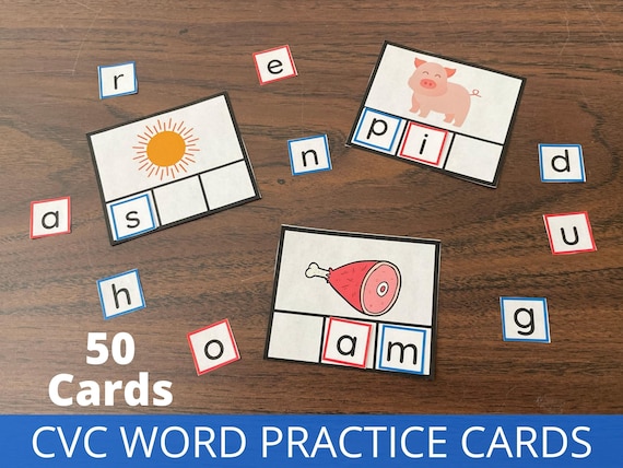CVC Words Printable Phonics Cards Beginning Sounds Early - Etsy
