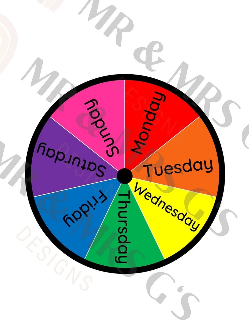 DAYS of the WEEK Printable Wheel Yesterday Today Tomorrow | Etsy