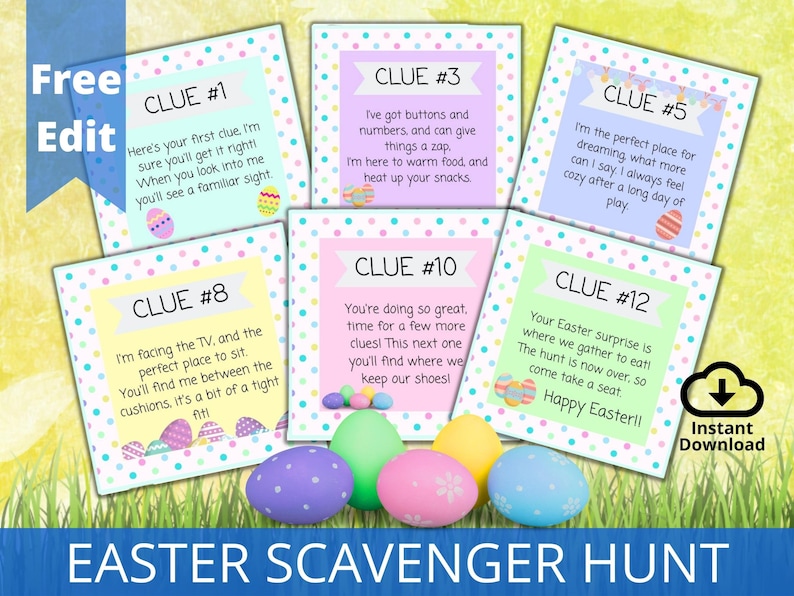 Easter Scavenger Hunt Printable Indoor Scavenger Hunt Clues | Etsy