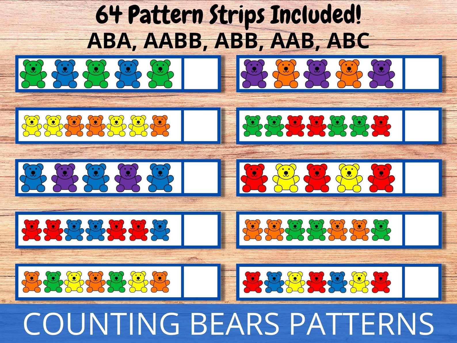Teddy Bears Pattern Activity Rainbow Bear Counters Preschool - Etsy