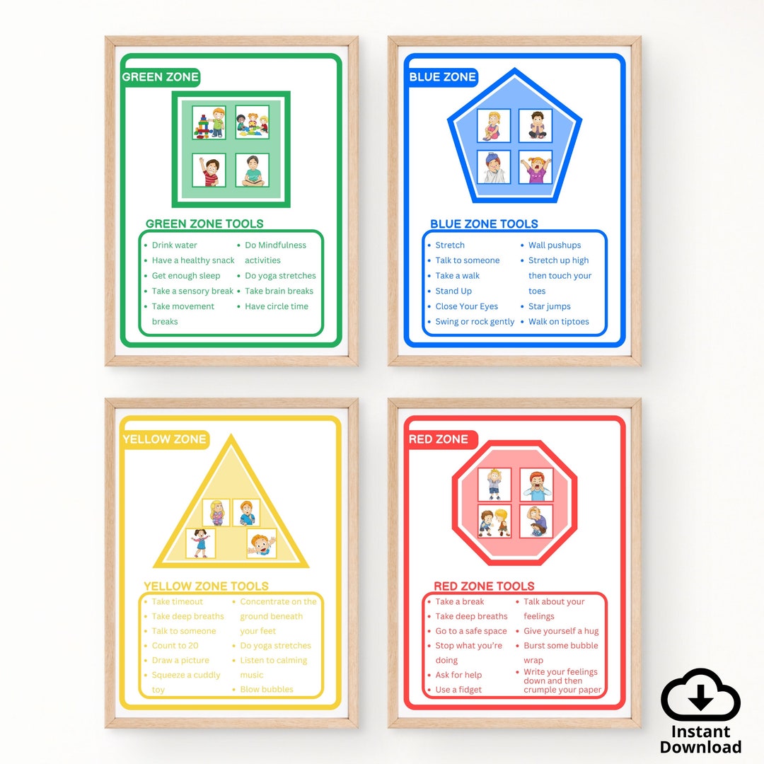 Self-regulation Zones Posters, Feelings Chart for Kids, Calming Corner ...