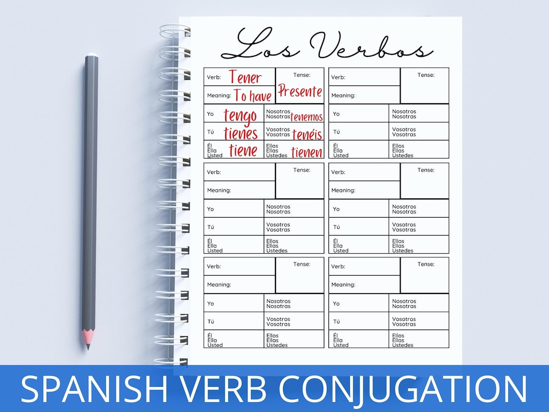Spanish Verb Conjugation Practice, Spanish Verb Study Guide, Spanish ...
