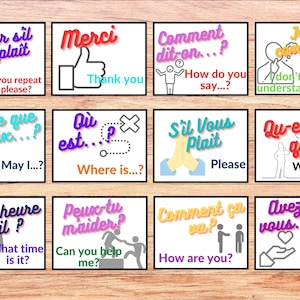 French Posters - French Common Phrases Posters - France Classroom Art ...