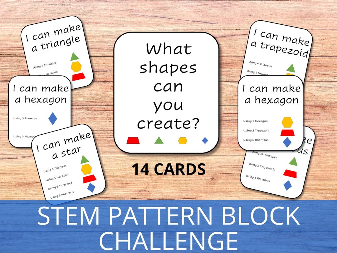 Pattern Blocks Stem Challenge Cards, Tangram Puzzle, 2D Shapes Resource ...