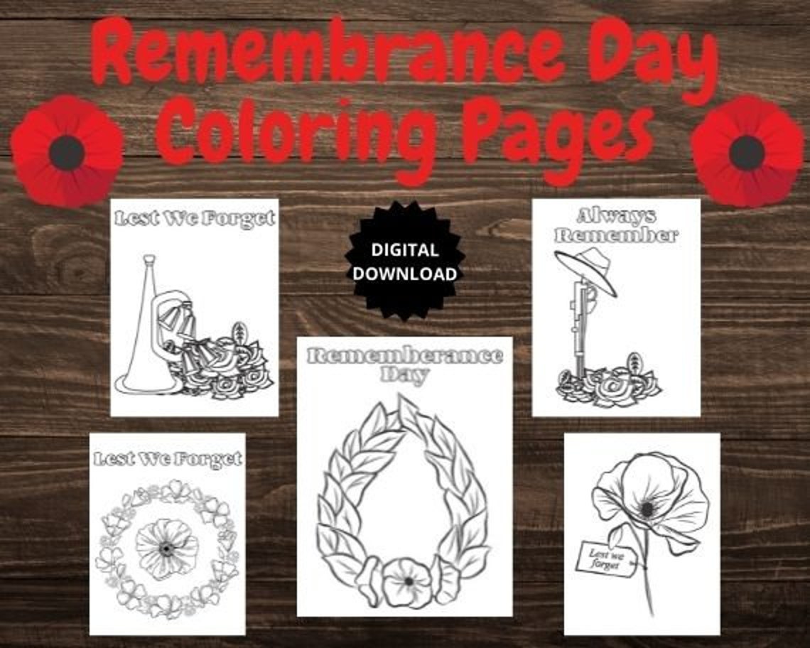 Remembrance Day Coloring Pages Remembrance Day Activity Pack | Etsy