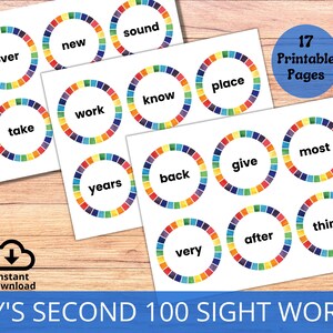 Sight Word Flashcards, Fry's SECOND 100 Sight Word Printable ...