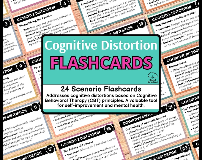 48 Cognitive Distortions Flash Cards, Thinking Errors Worksheets ...