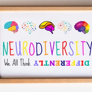 We All Think Differently Poster, Neurodiversity Digital Art Print ...