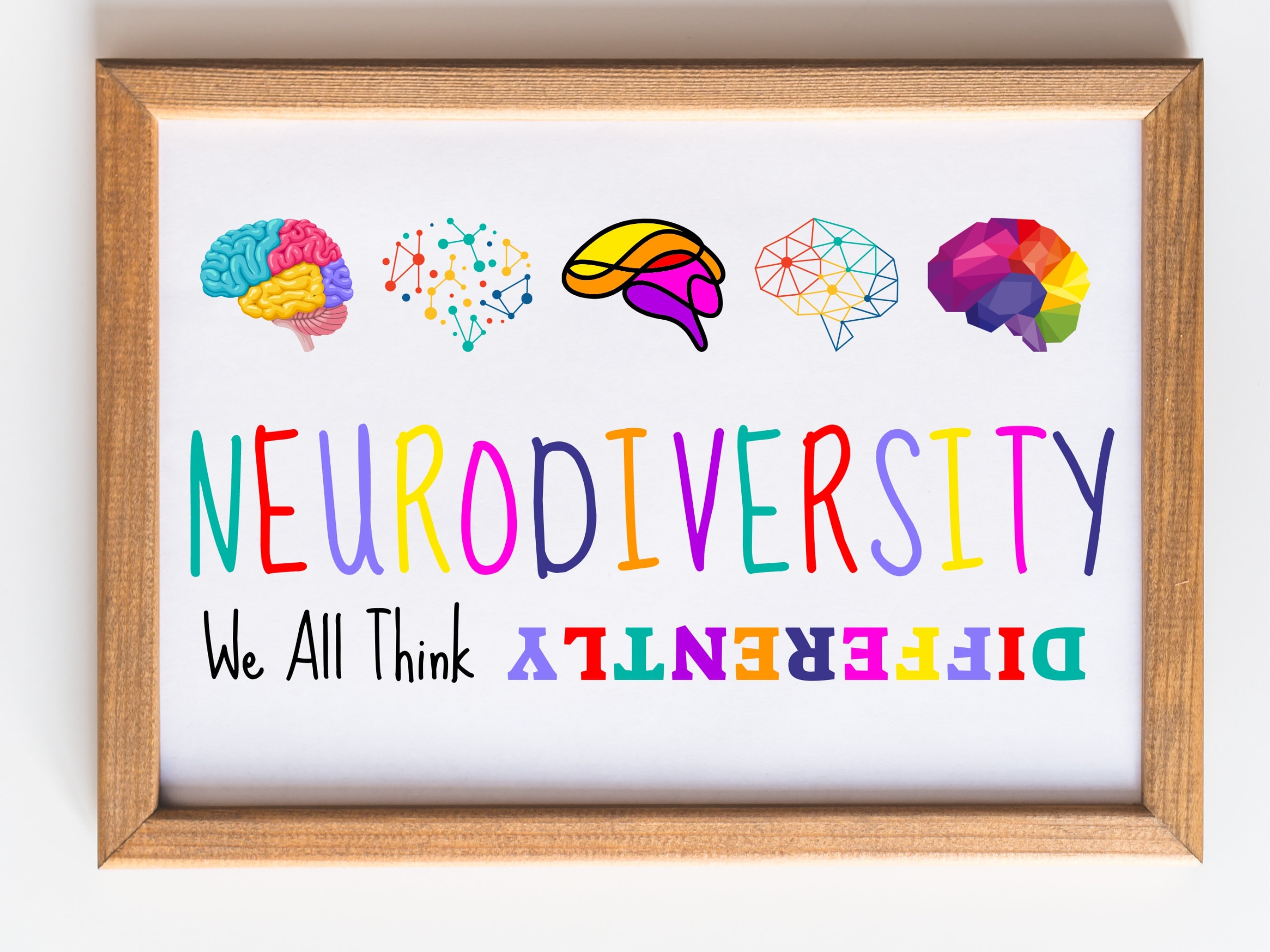 We All Think Differently Poster, Neurodiversity Digital Art Print ...