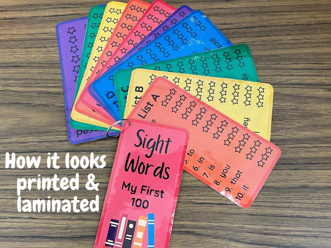 Sight Word Flashcards Fry's SECOND 100 Sight Word - Etsy
