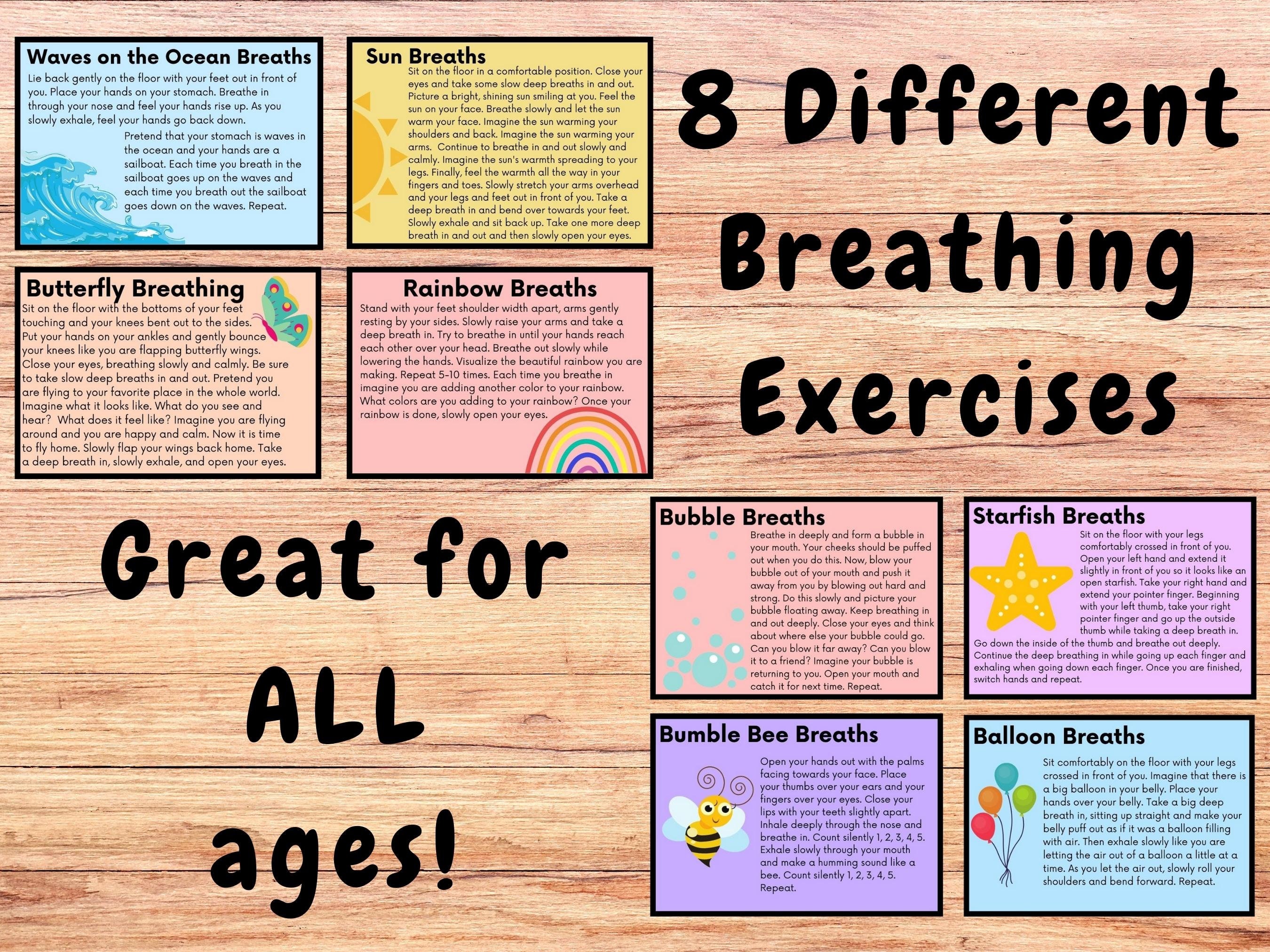 Breathing Cards for Kids, Deep Breathing Exercises, Mindfulness Cards ...