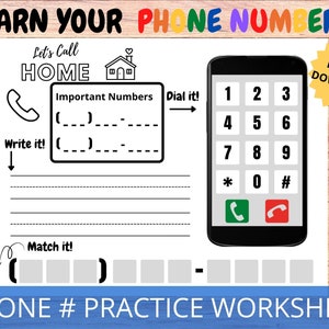 Life Skills for Kids Printable Bundle, Telling Time, Phone Number Game ...