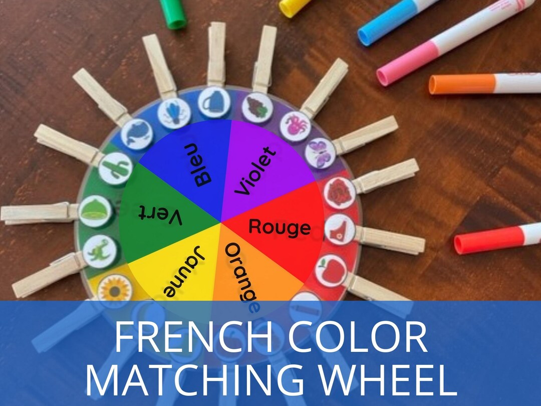 FRENCH Color Matching Wheel, Basic French Vocabulary, Learning French ...