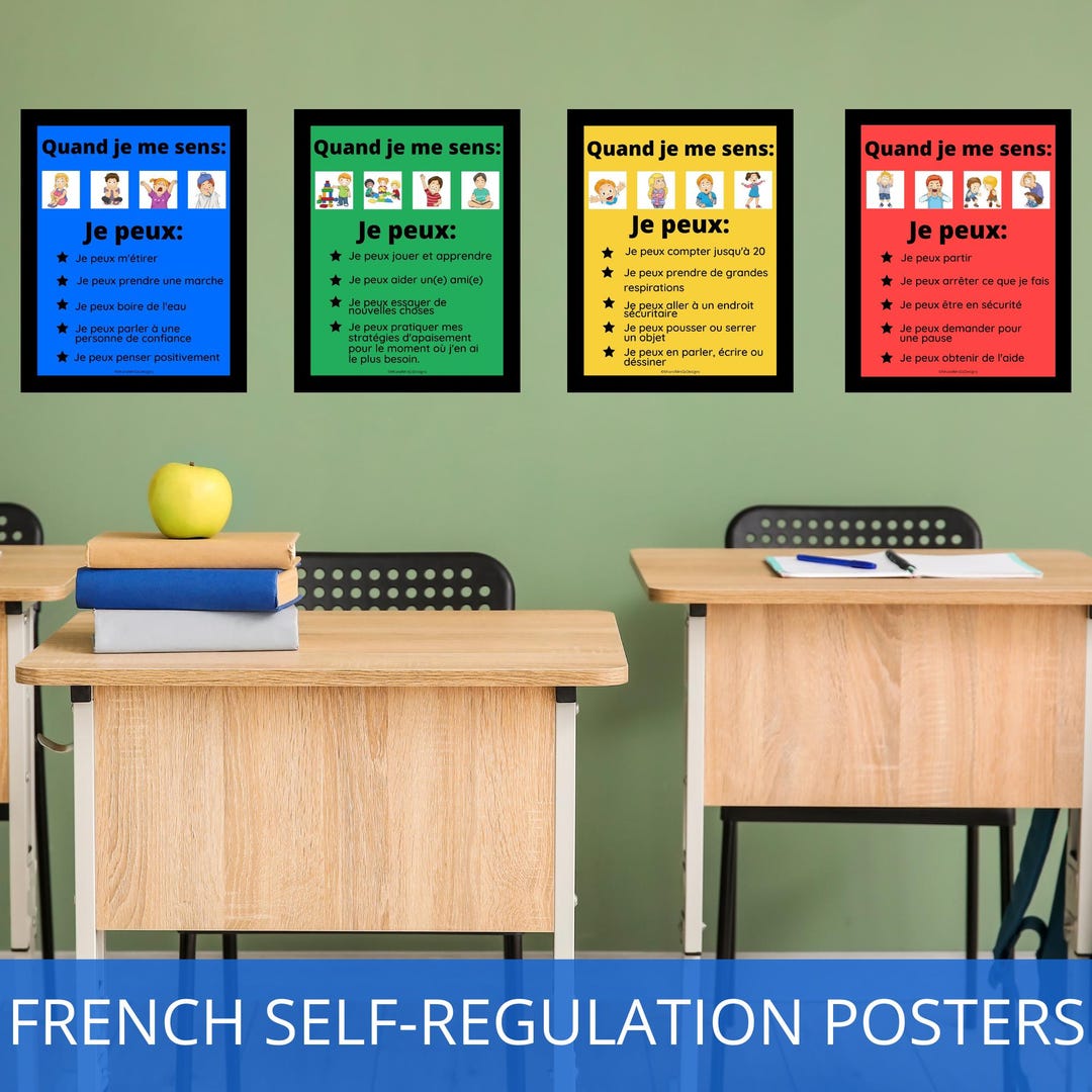 FRENCH Self-regulation Zones Posters, Feelings Visual for Kids, Calming ...