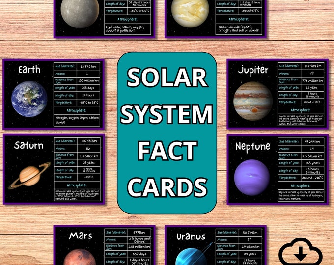 Solar System Fact Cards, Planets Printable, Homeschool Solar System ...