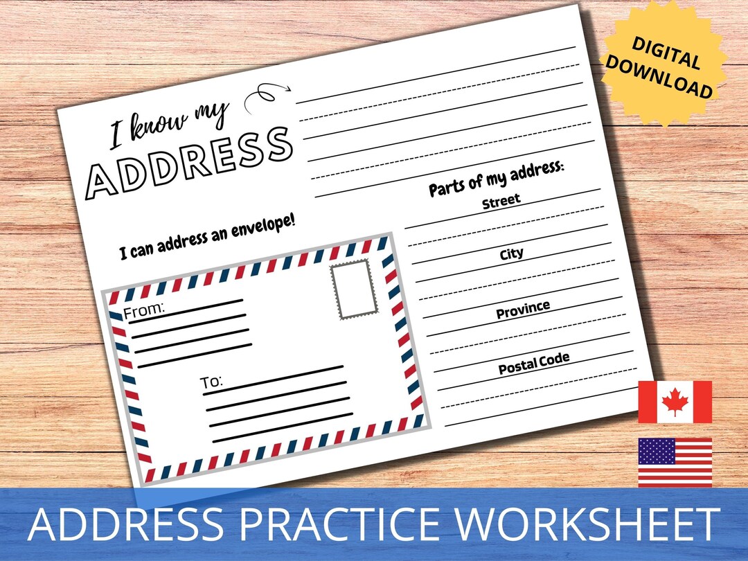ADDRESS Practice Worksheet Learn My Address Kids Address - Etsy