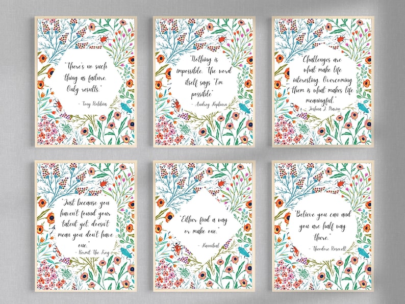 GROWTH MINDSET Poster Set of 6 Motivational Quotes for - Etsy