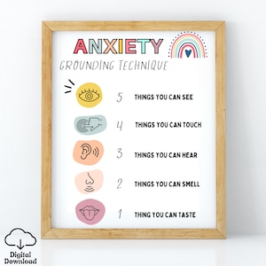 Grounding Technique Poster, 54321 Coping Skills for Anxiety, Calming ...