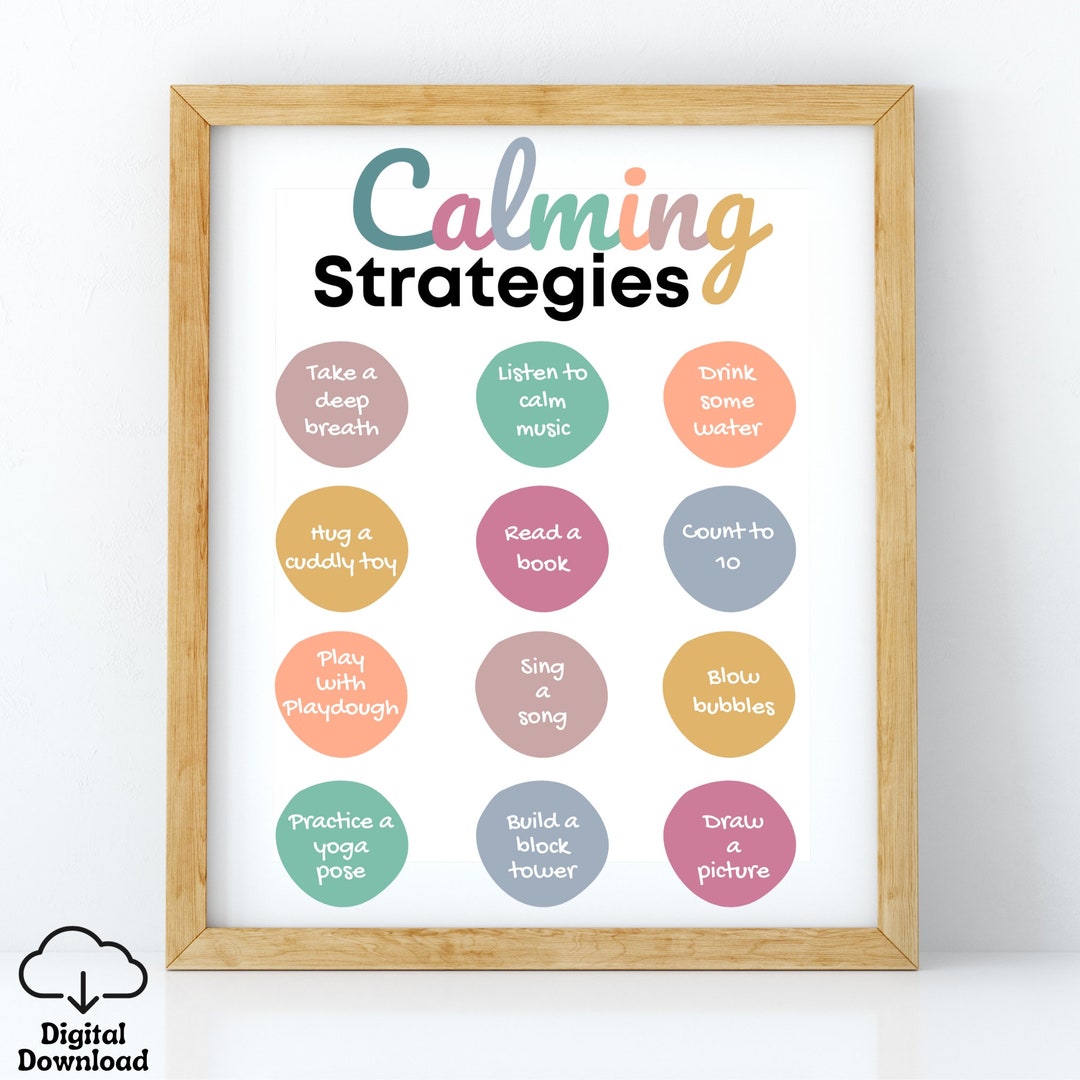 Calming Corner Strategies Poster, Therapy Office Decor Print, ADHD ...