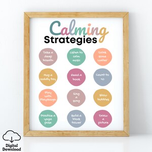 Calming Strategies for Kids, Coping Skills Poster, ADHD Support ...
