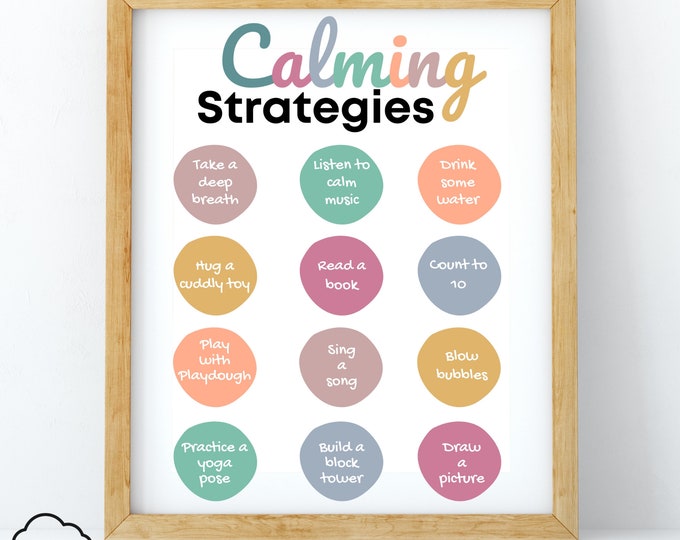 Calming Corner Strategies Poster Chart Therapy Office Decor Print ADHD ...