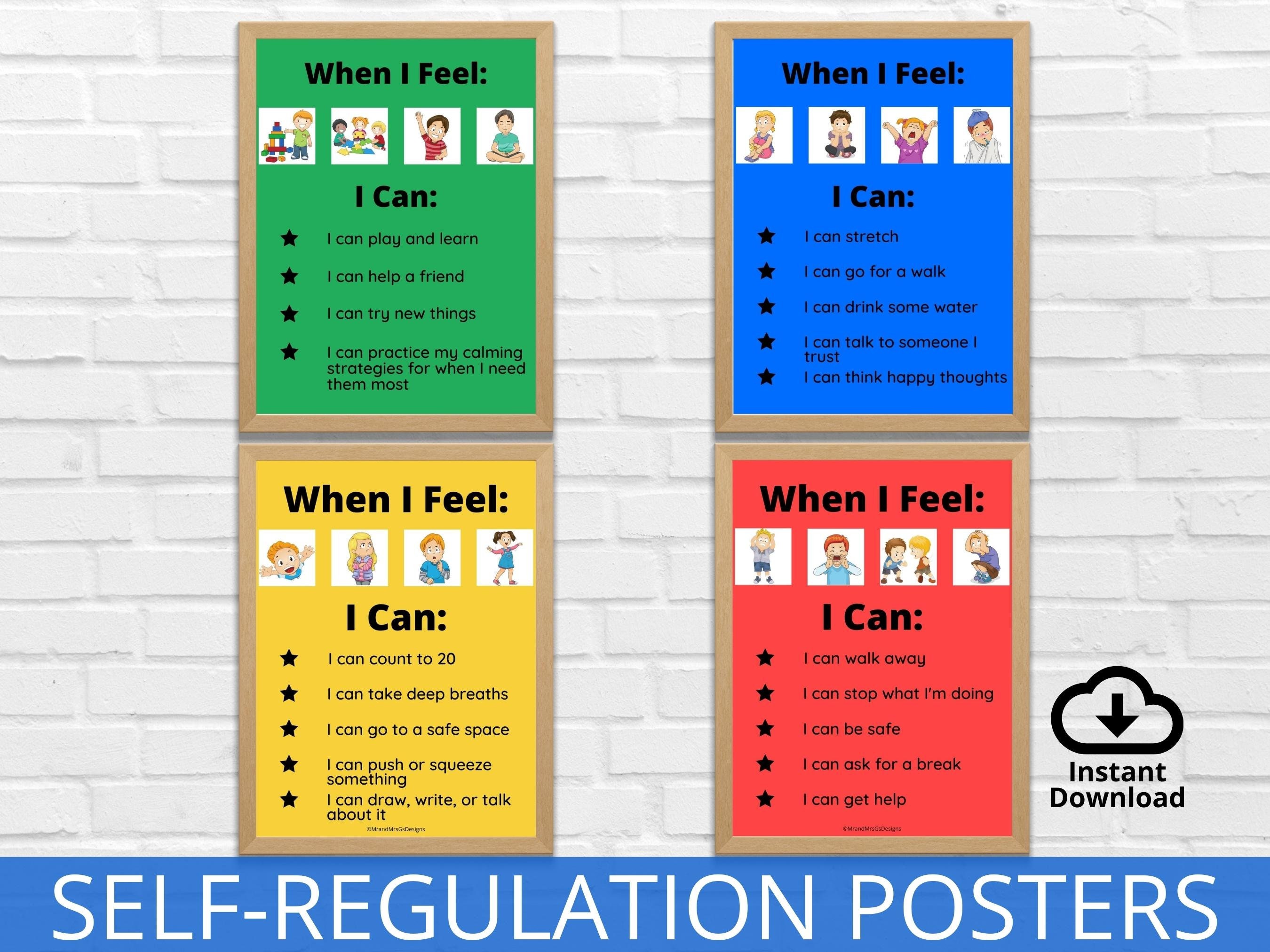 Self Regulation Flashcards And Posters Bundle Autism Support Zones