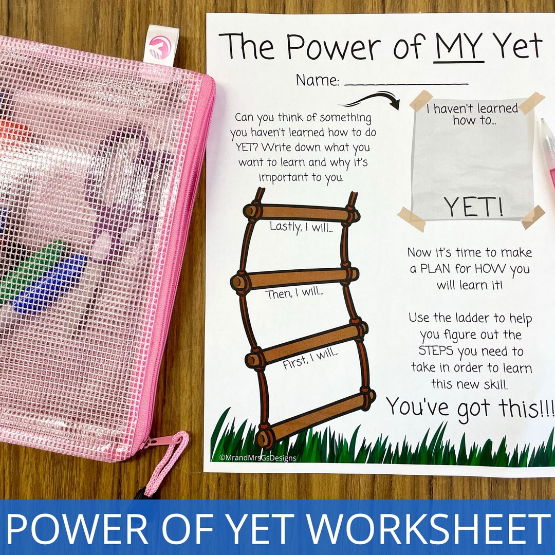 Power of yet Worksheet, Growth Mindset, Challenging Negative Thinking ...