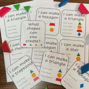 Pattern Blocks Stem Challenge Cards, Tangram Puzzle, 2D Shapes Resource ...